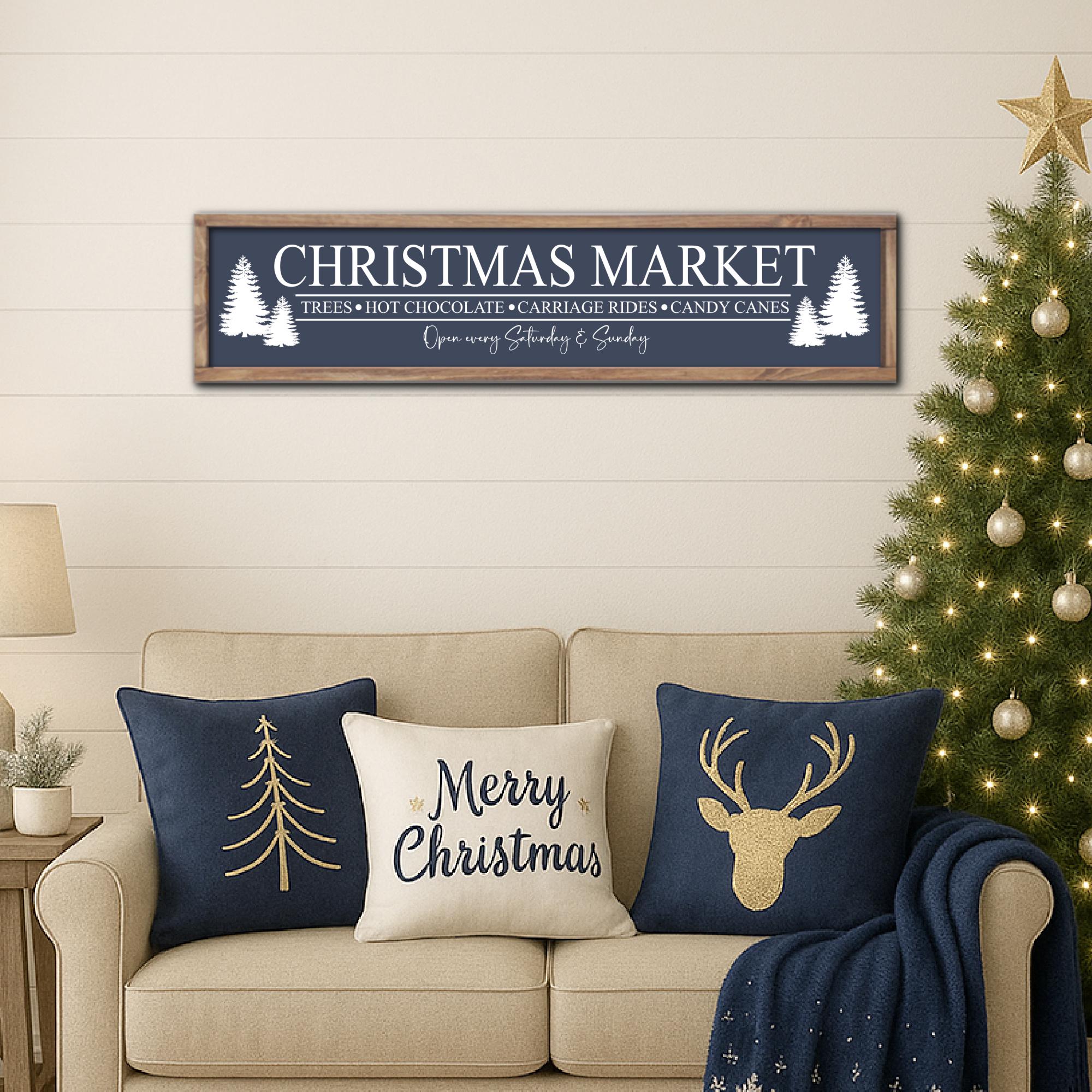 Christmas Market Sign, Christmas Tree Farm Sign, Farmhouse Rustic Wood ...