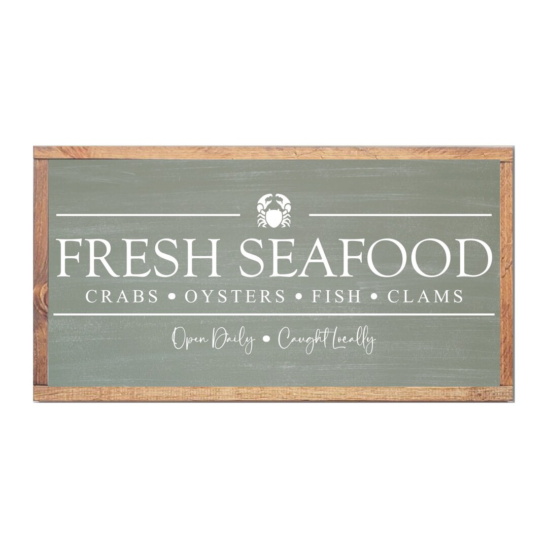 Fresh Seafood Market Sign, Modern Farmhouse Coastal Decor, Oceanside ...