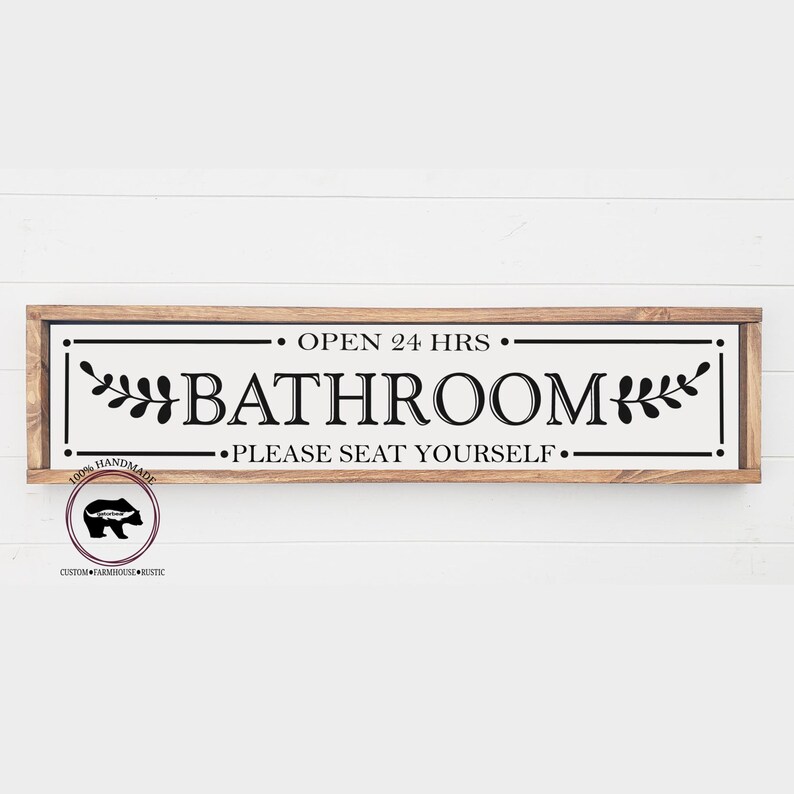 Farmhouse Bathroom Sign Bathroom Wall Decor Rustic Bathroom - Etsy