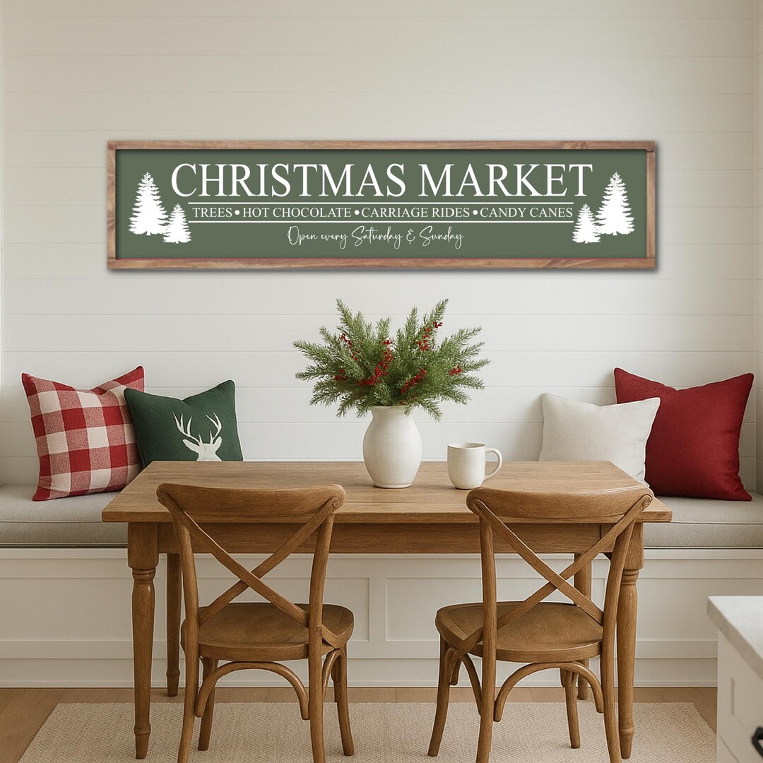 Christmas Market Sign, Christmas Tree Farm Sign, Farmhouse Rustic Wood ...
