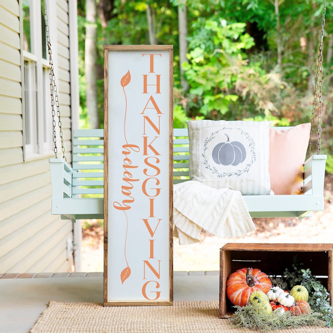 Happy Thanksgiving Welcome Sign, Fall Wood Porch Leaner Sign, Farmhouse ...