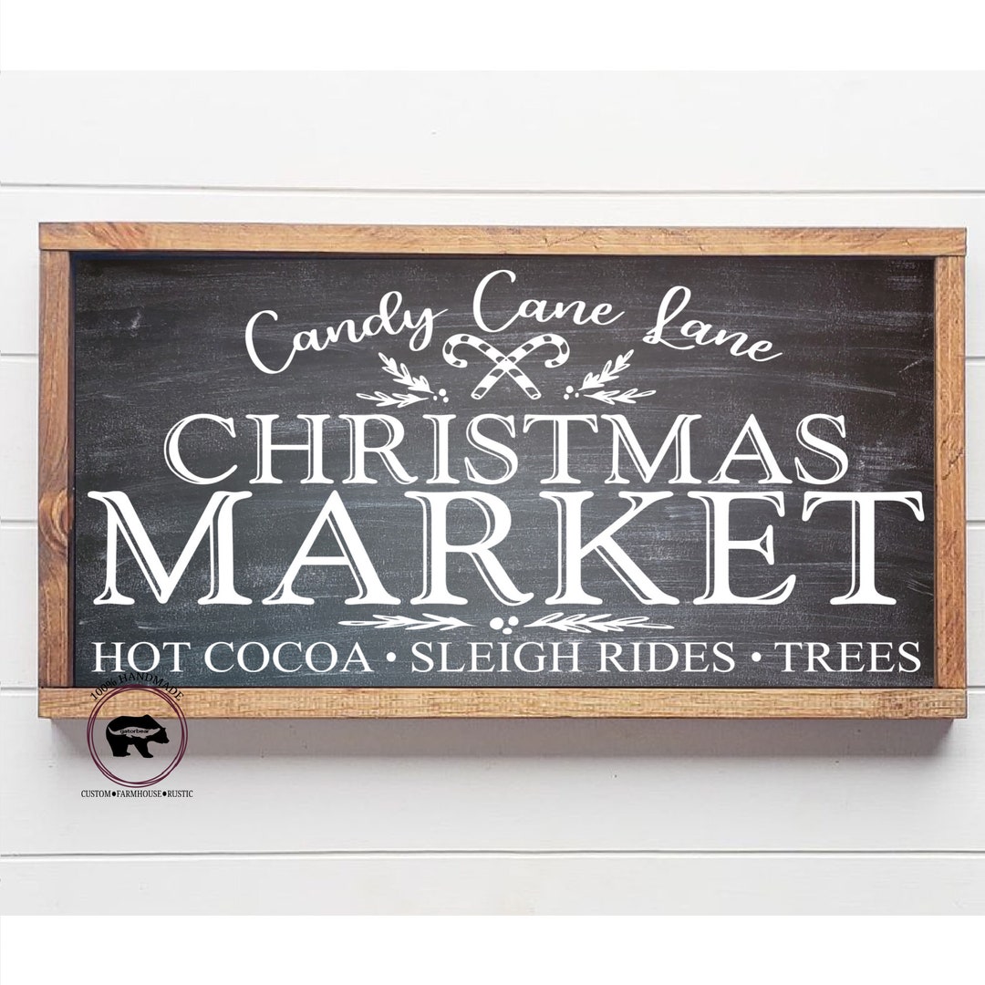Christmas Market Sign Candy Cane Lane Sign Christmas Kitchen - Etsy