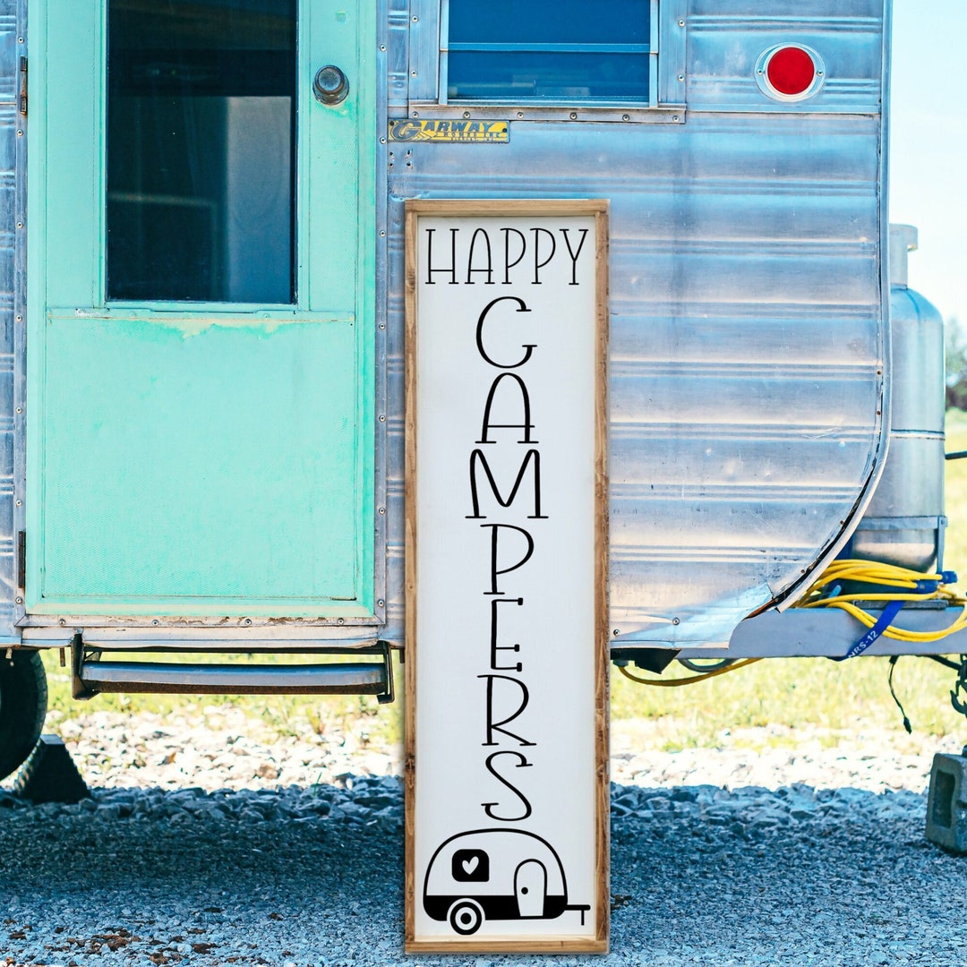 Happy Campers Welcome Sign, Camper Decor, Campsite Welcome Sign Decor ...