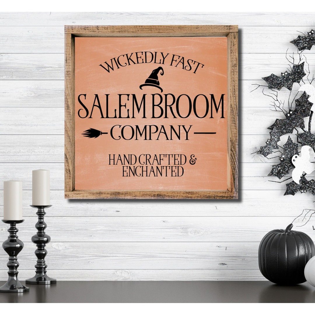 Salem Broom Company Sign, Halloween Witch Sign, Halloween Wood Sign ...