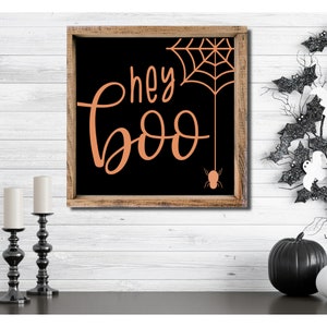 Hey Boo Halloween Sign Spider Web Decor Halloween Wood Sign - Etsy