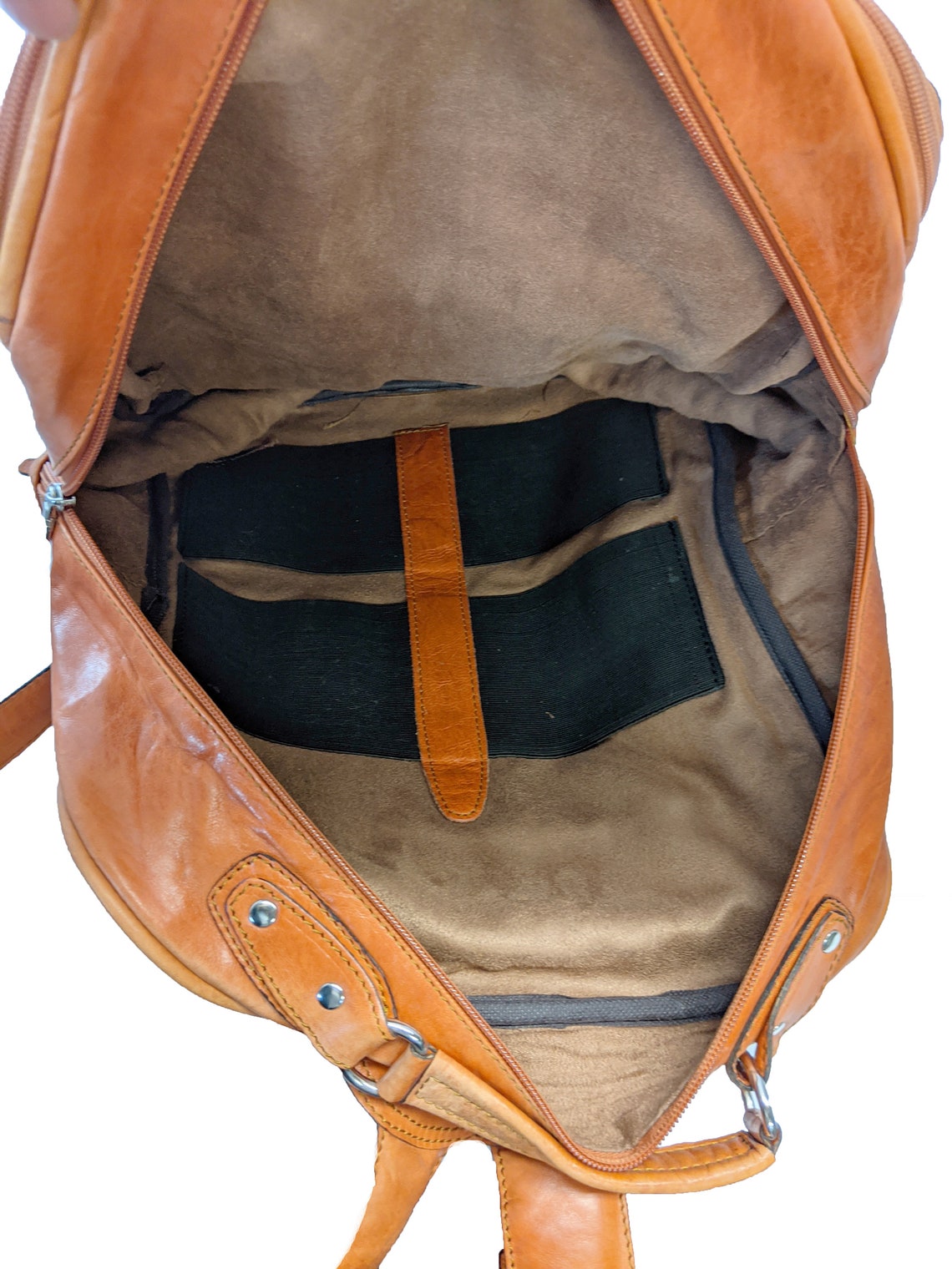 Tan Leather Rucksack, Handmade Cowhide Backpack, 14-inch Laptop Bag ...
