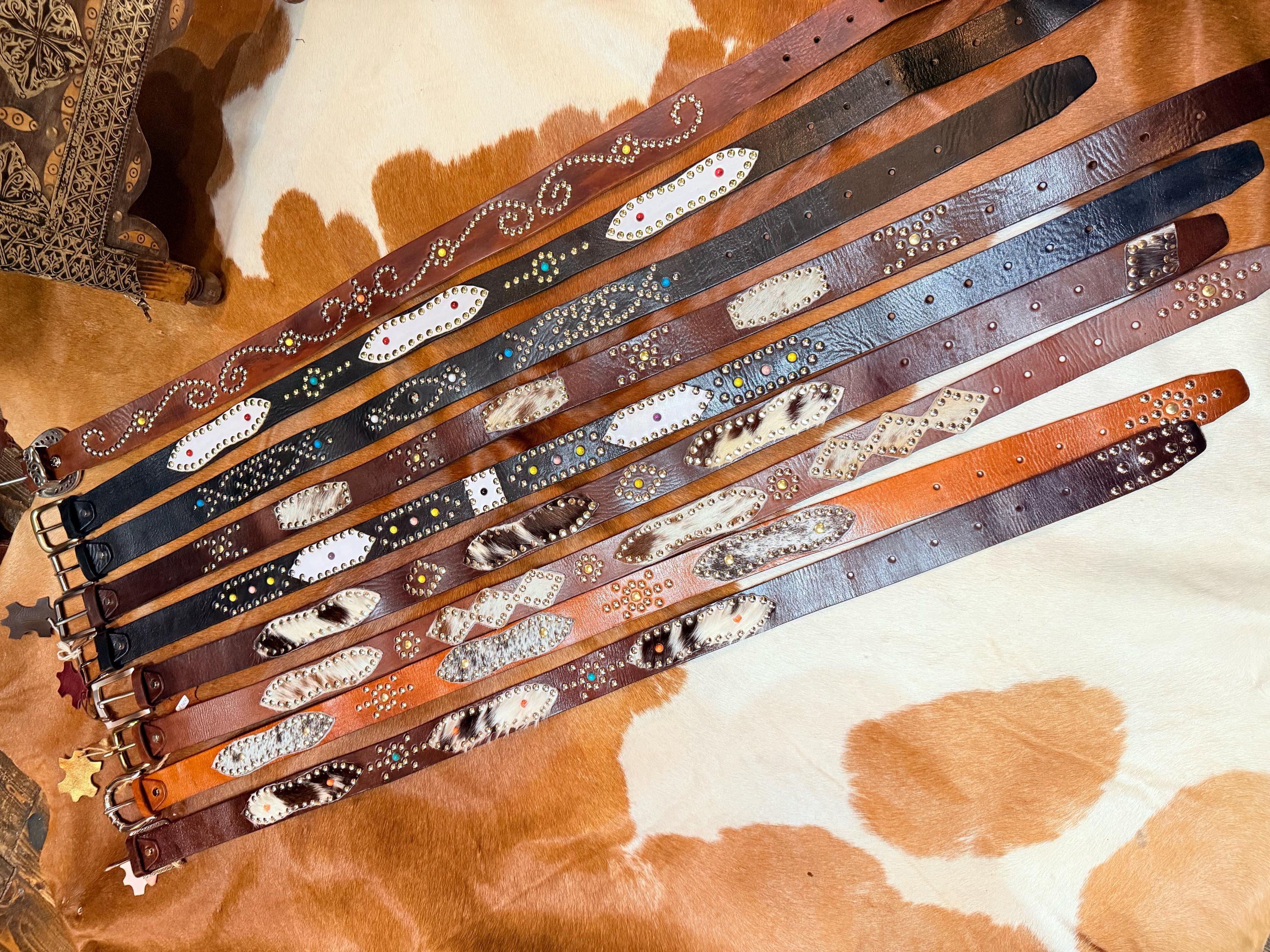Handmade Studded Rivet Unisex Western Cowboy Style Leather Belt - Etsy