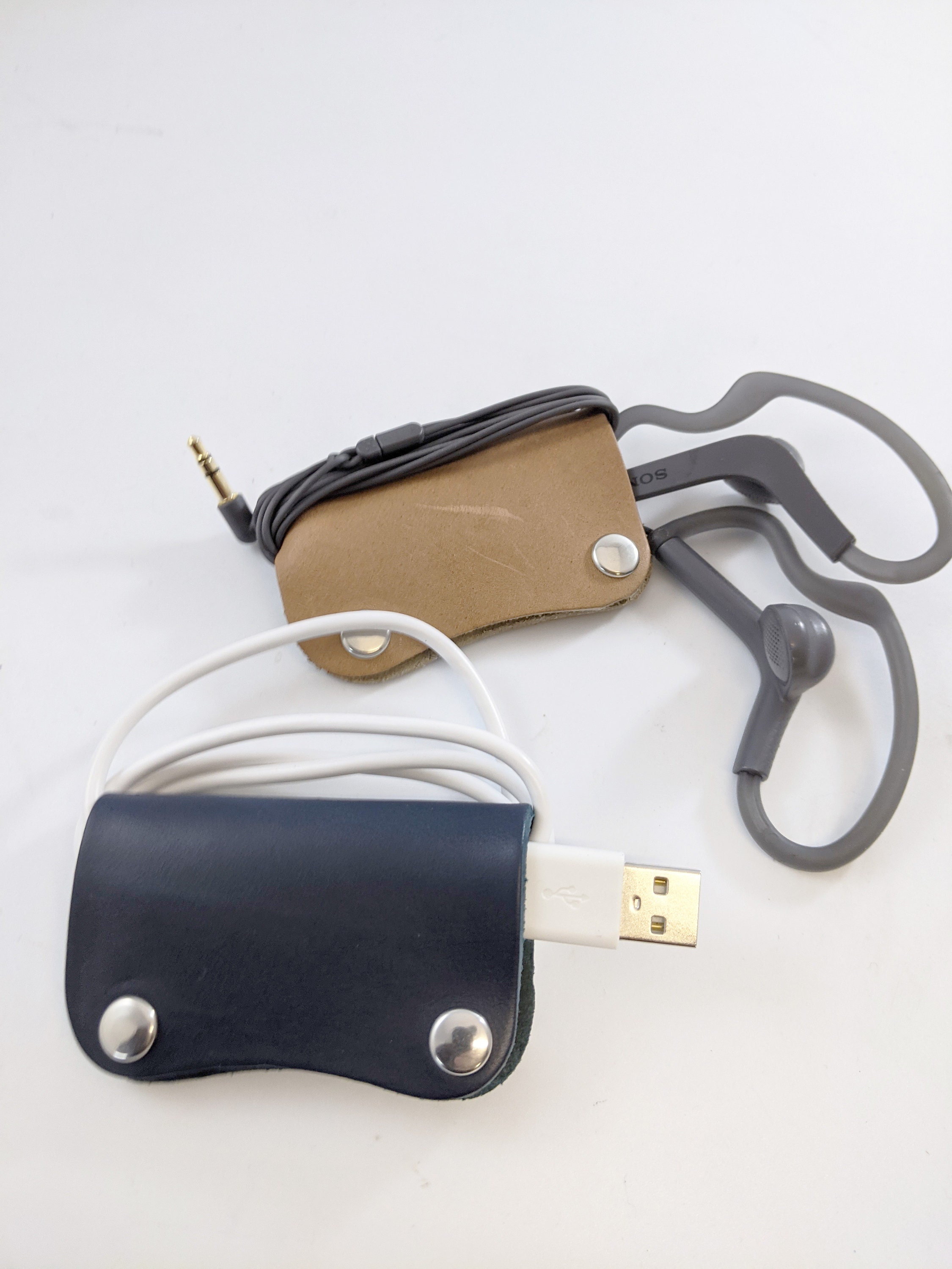 Personalised Leather Earbuds Cable Organiser Earphone Holder - Etsy UK