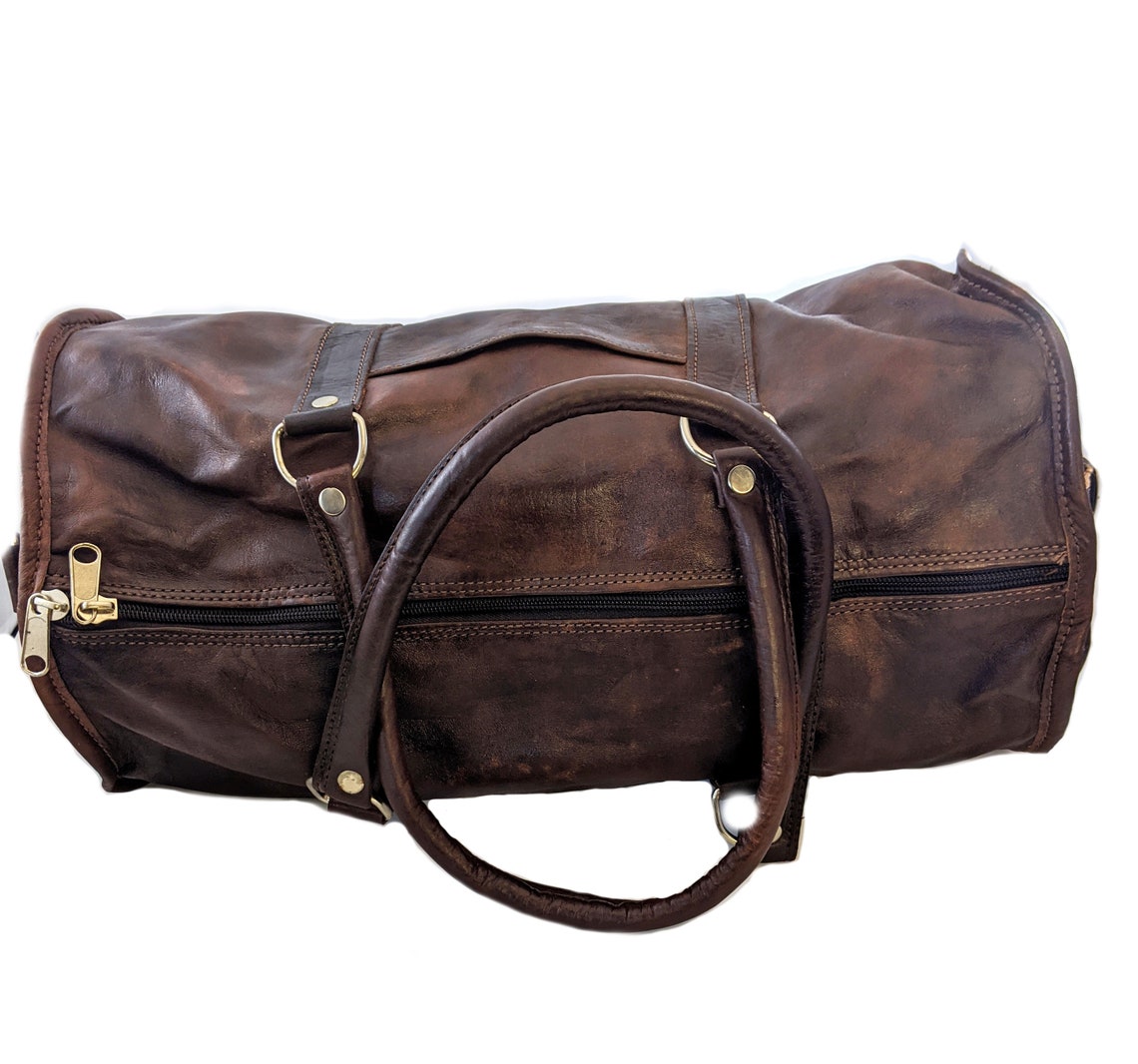 Lightweight Goat Skin Leather Vintage Hold All Weekender Bag - Etsy UK