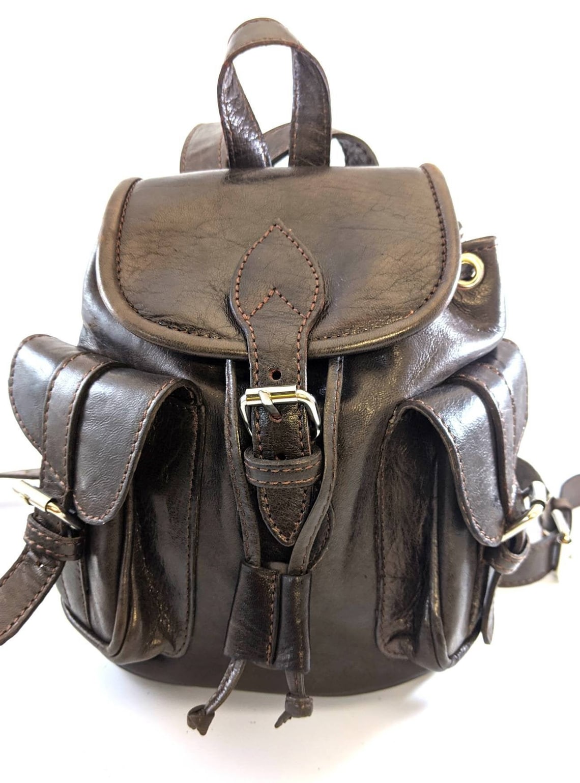 Mini City Organic Leather Backpack Travel Mini Rucksack - Etsy