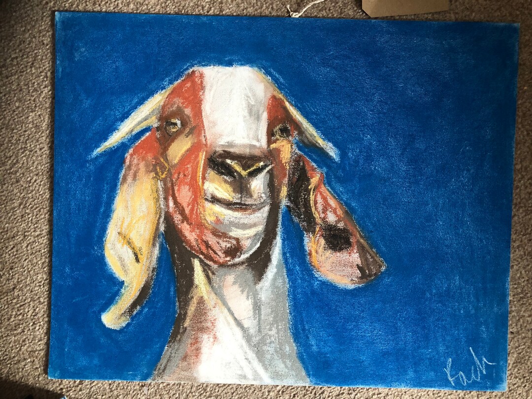 GORGEOUS GOAT Original Art in Pastel , Farm Animal Art Goat Picture - Etsy