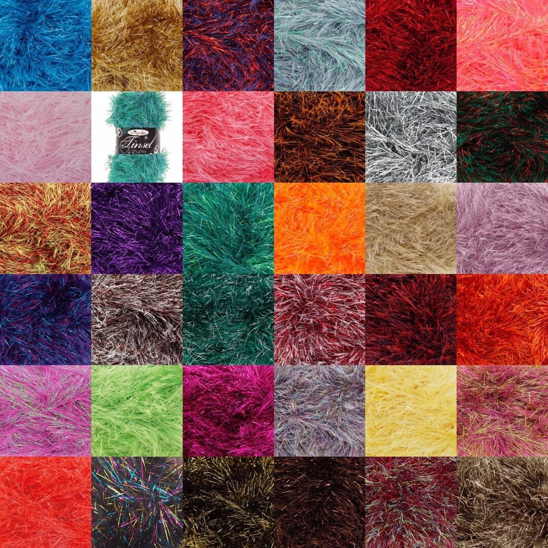 King Cole Tinsel Chunky Eyelash Knitting Yarn Sparkly Glitter Craft ...