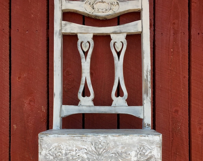Repurposed Chair Shelf With Hooks Upcycled Chair Antique Farmhouse Wall ...