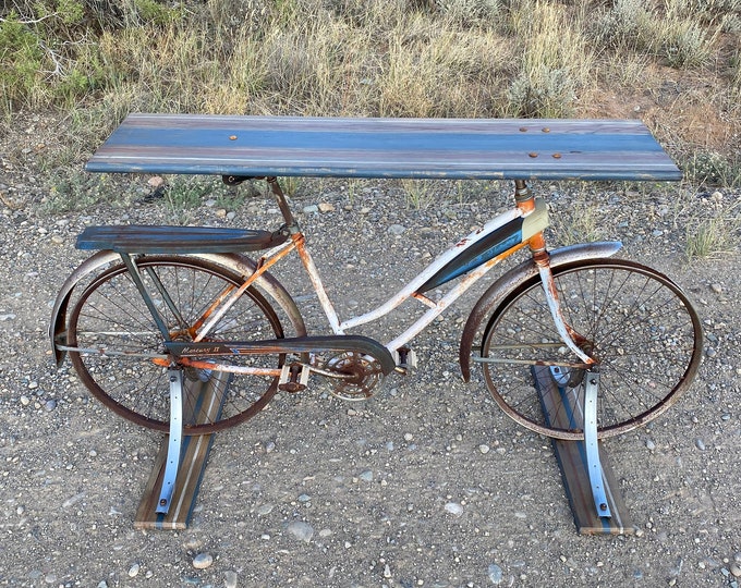 Repurposed Vintage Bike Table Industrual Sofa Table Farmhouse Accent ...