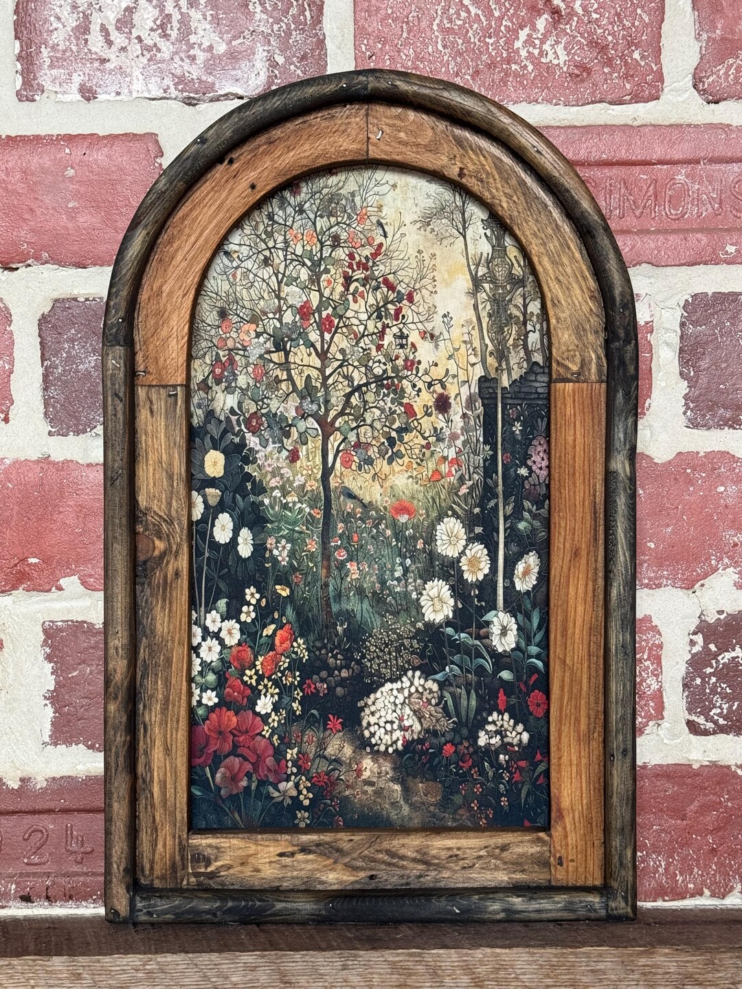 Arch Frame Wildflower Field Landscape Dark Academia Floral Wall Art ...