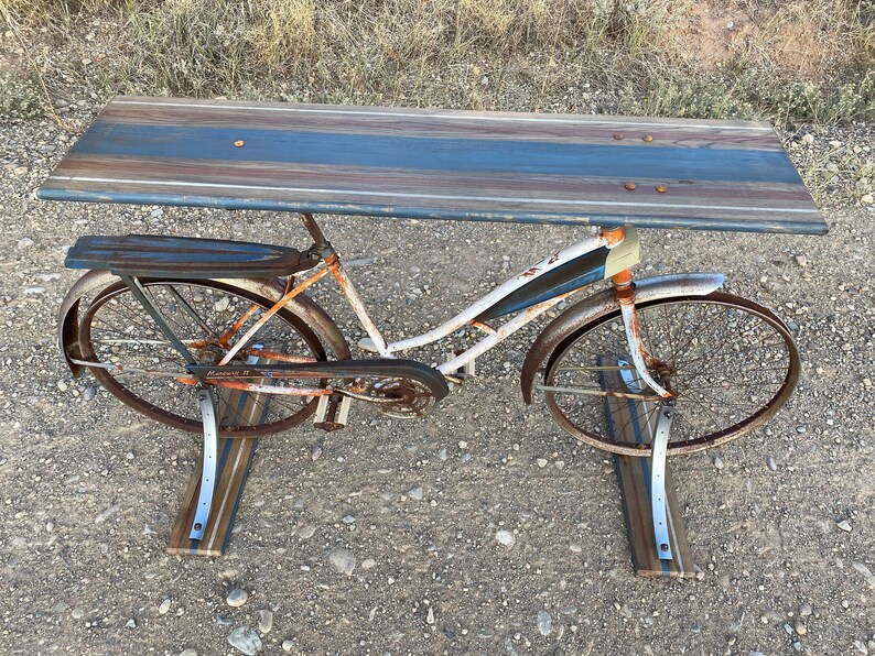 Repurposed Vintage Bike Table Industrual Sofa Table Farmhouse | Etsy