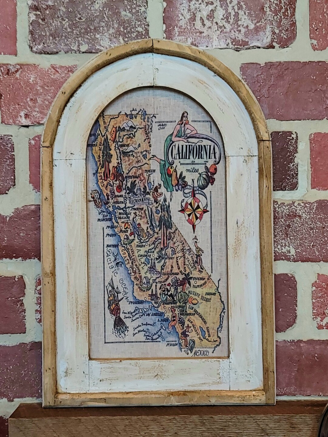 Framed Vintage California Map Vintage National Park Postcard Western ...