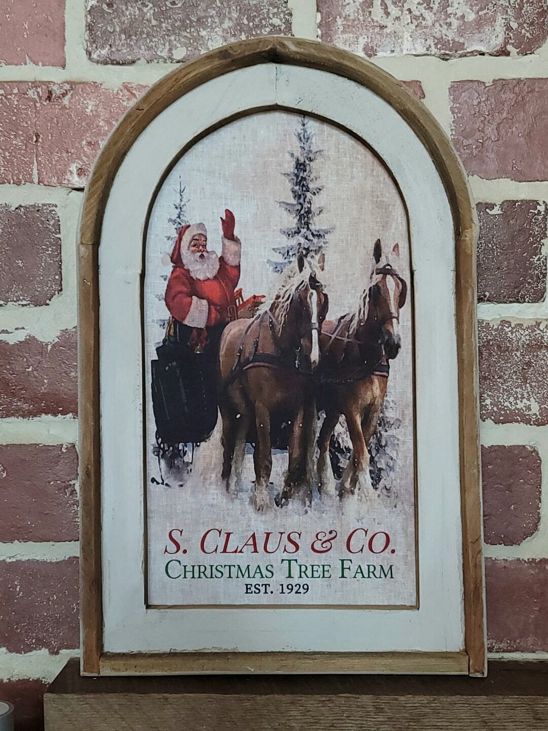 Framed Santa Tree Farm Wall Western Christmas Wall Art Decor Winter ...