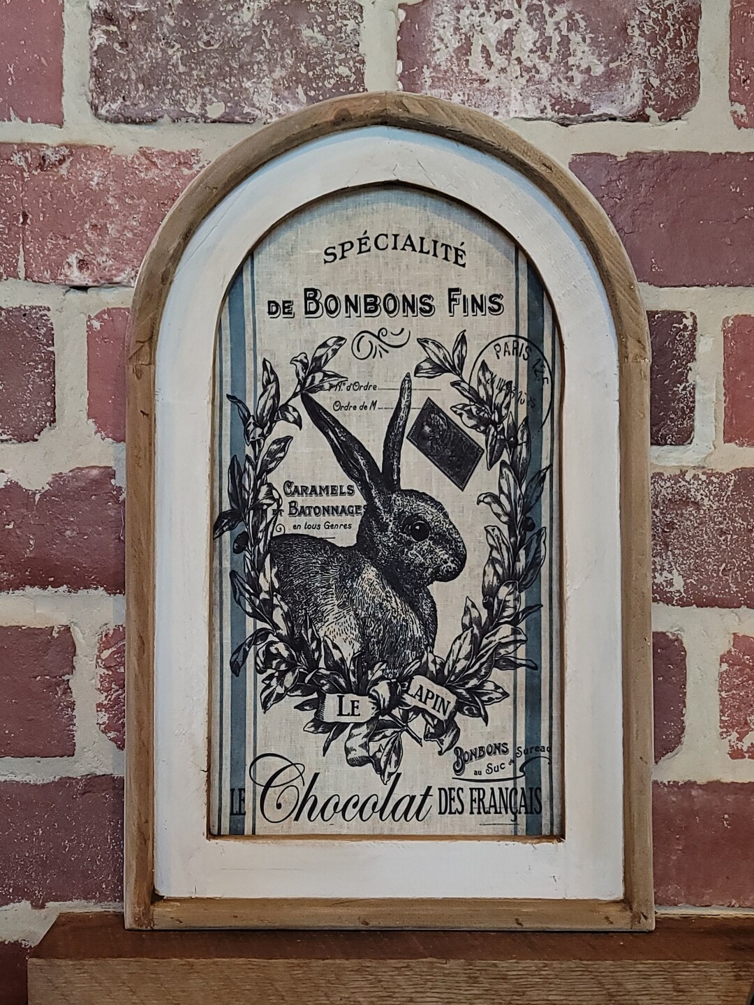 Framed Bunny Wall Art Printed Fabric Rabbit Print Spring Farmhouse Wall ...