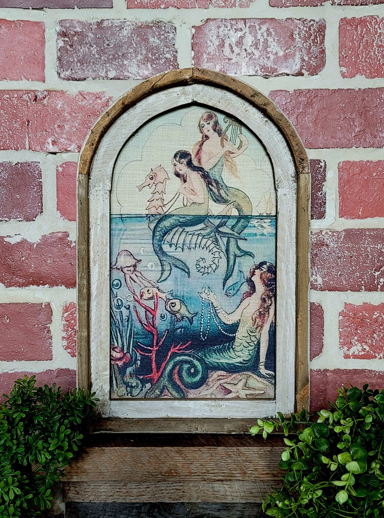 Framed Vintage Mermaids Wall Art 14x22 Beach House - Etsy