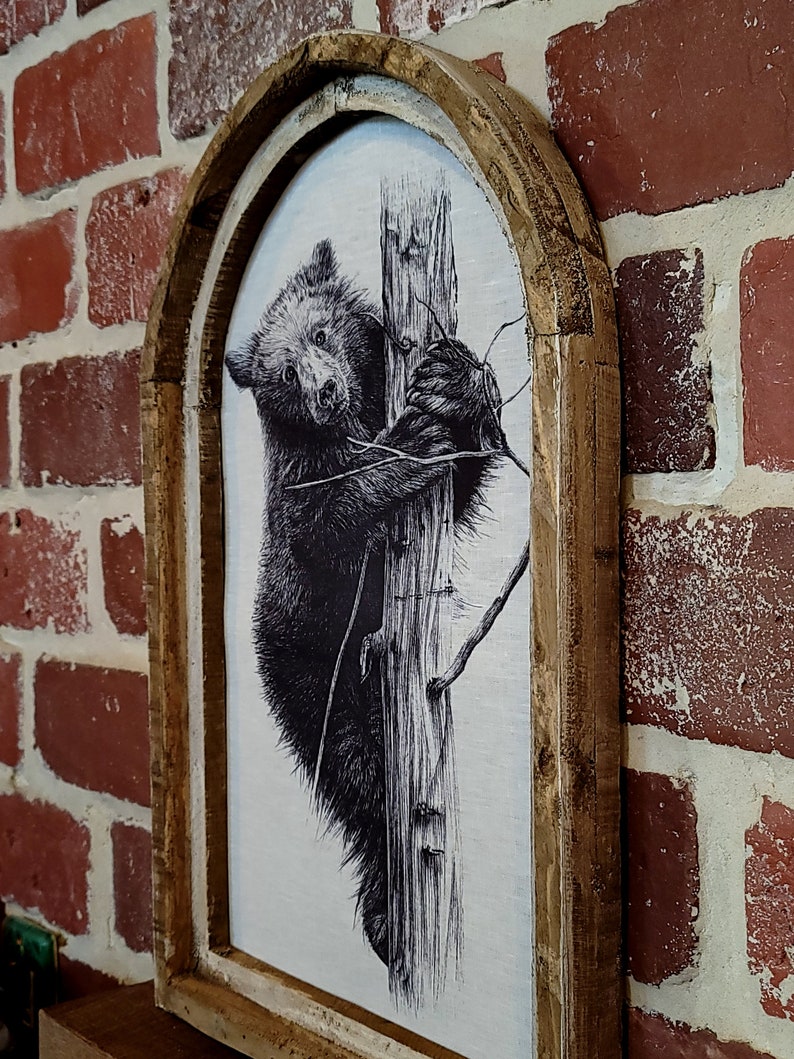 Framed Wildlife Art Bear Framed Wall Decor Forest Animal Linen - Etsy