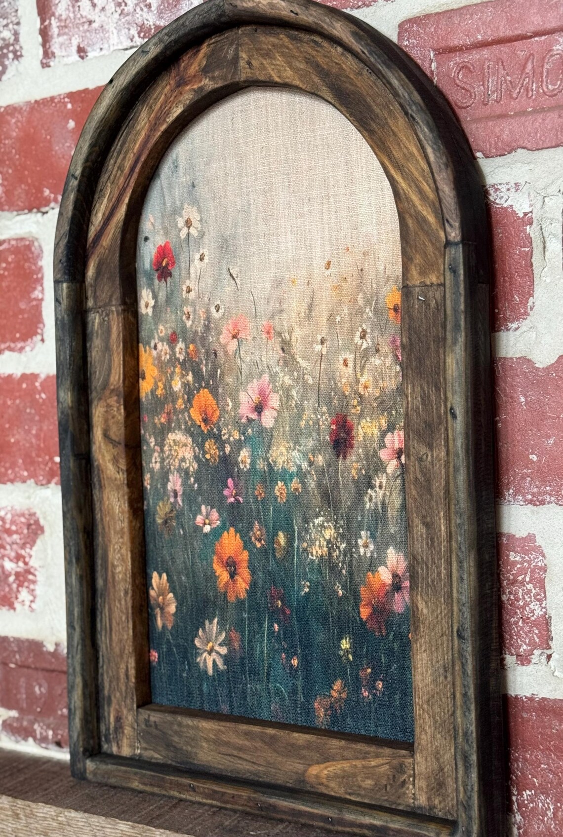 Arch Frame Wildflower Field Landscape Dark Academia Floral Wall Art ...