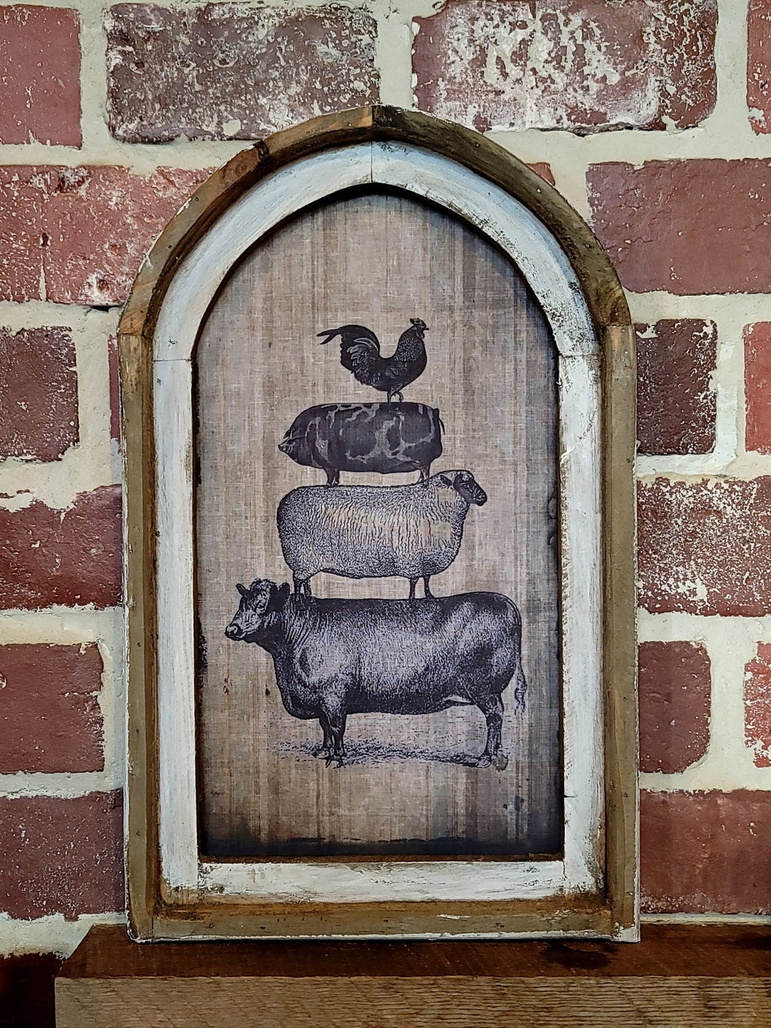 Vintage Framed Wall Art 14x22worn Plaid Farmhouse Wall Decor Wall ...