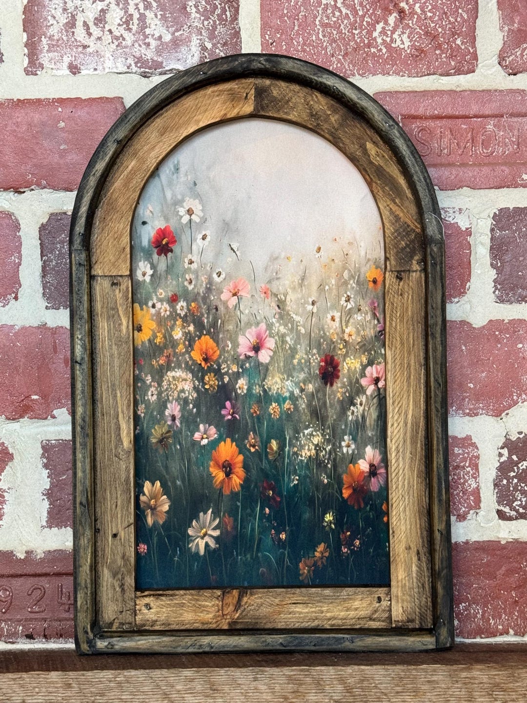 Arch Frame Wildflower Field Landscape Dark Academia Floral Wall Art ...
