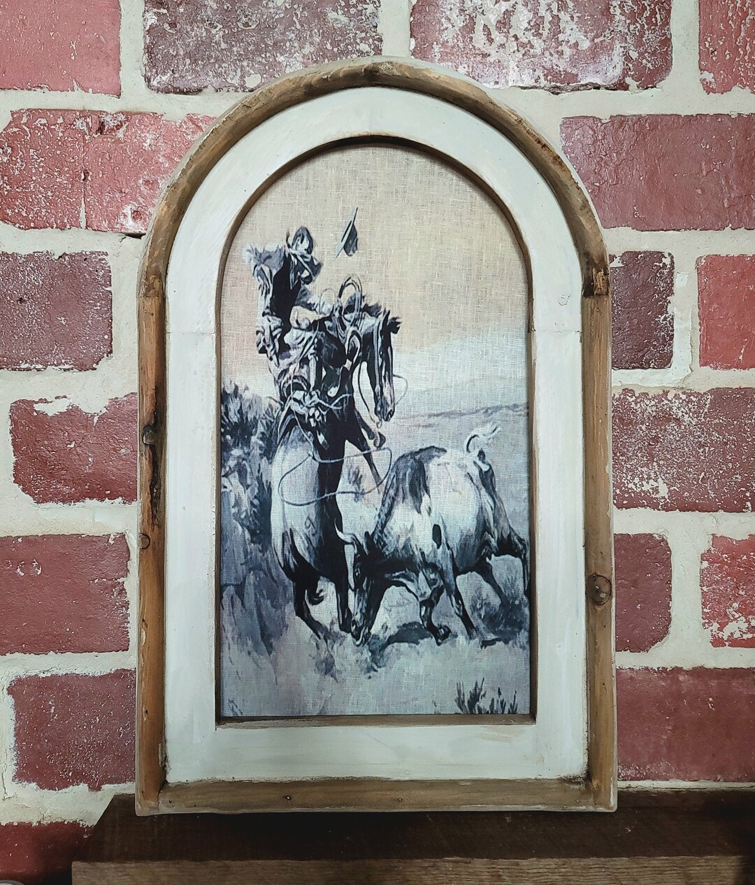 Framed Fabric Cowboy Print Equestrian Wall Art Western Framed Art ...