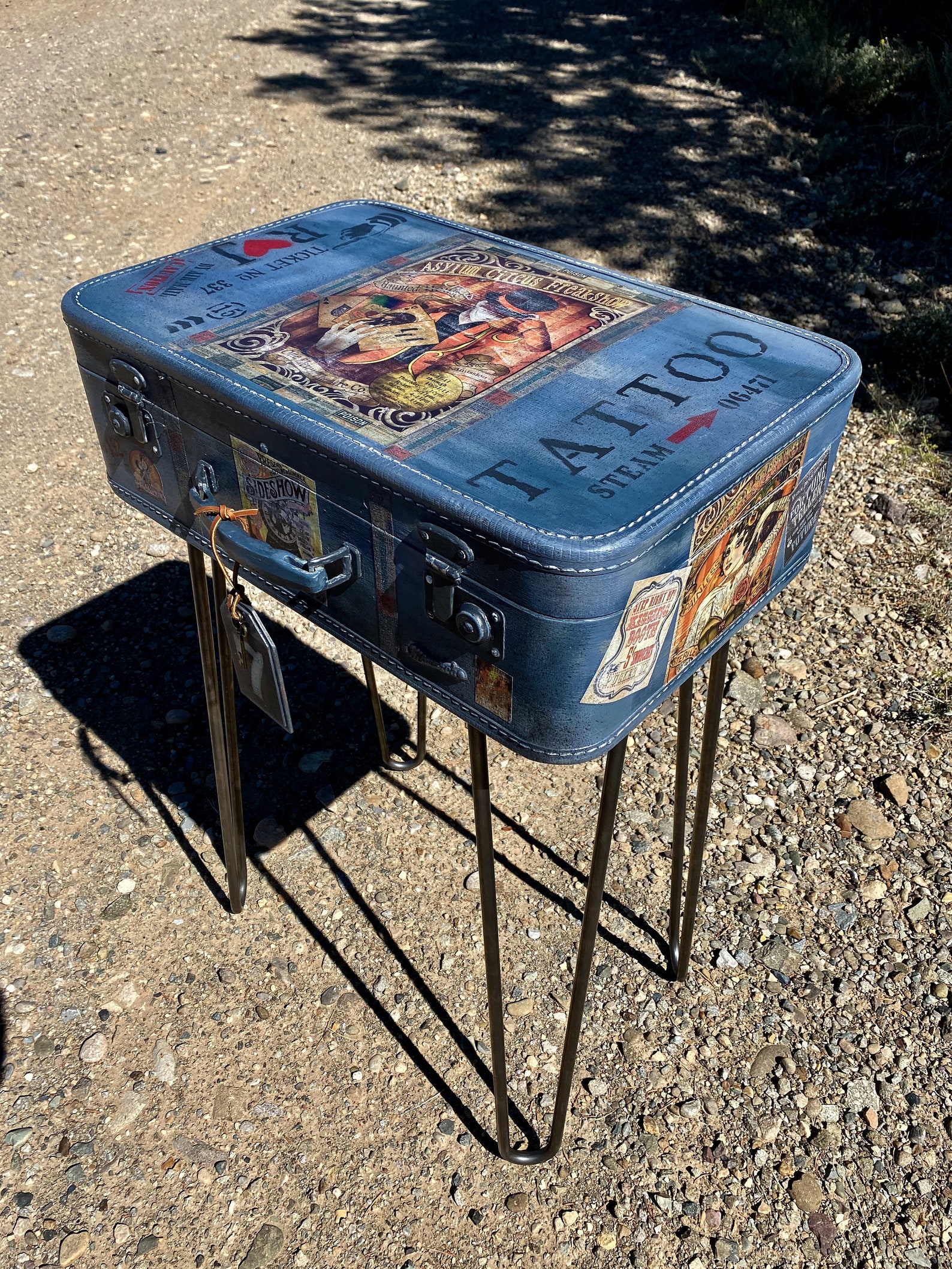 SOLD-Sample of Personalized Vintage Suitcase Table with | Etsy