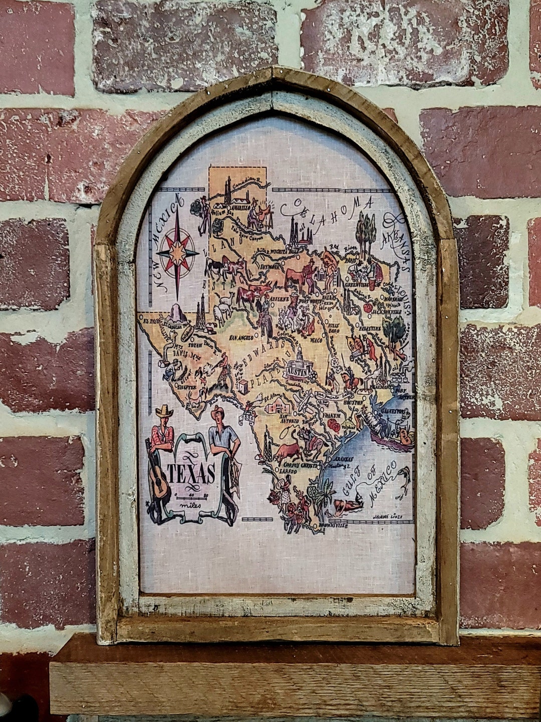 Texas Map Wall Art Vintage Wild West Print Western Framed Art Vintage ...