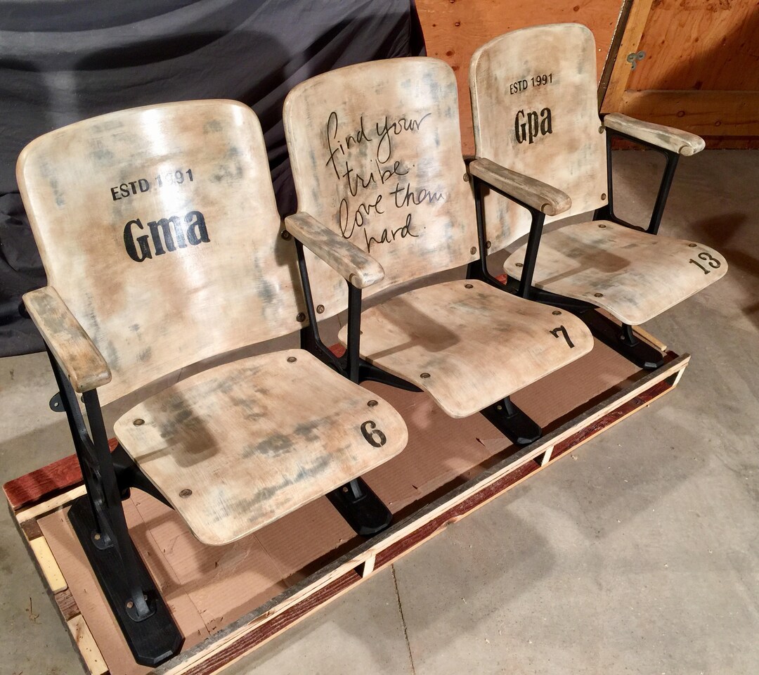 Sold-accepting Custom Orders Vintage Theatre Chairs Set of - Etsy