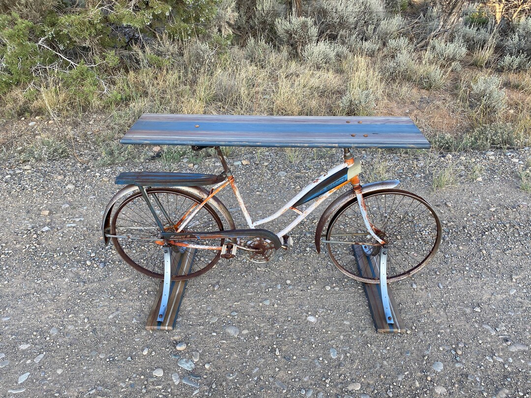 Repurposed Vintage Bike Table Industrual Sofa Table Farmhouse Accent ...