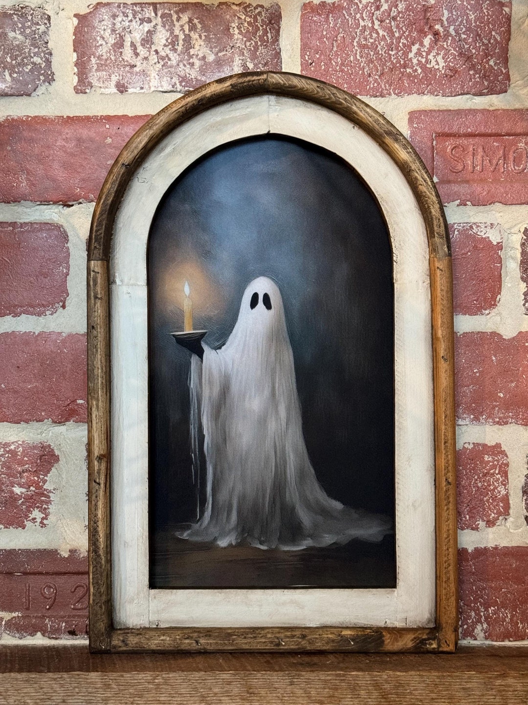 Framed Vintage Halloween Ghost With a Candle Spooky Ghost Fabric Print ...