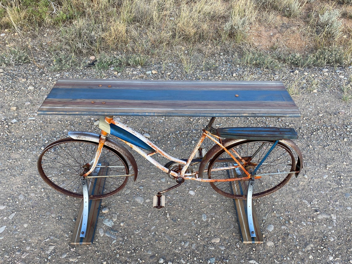 Repurposed Vintage Bike Table Industrual Sofa Table Farmhouse | Etsy