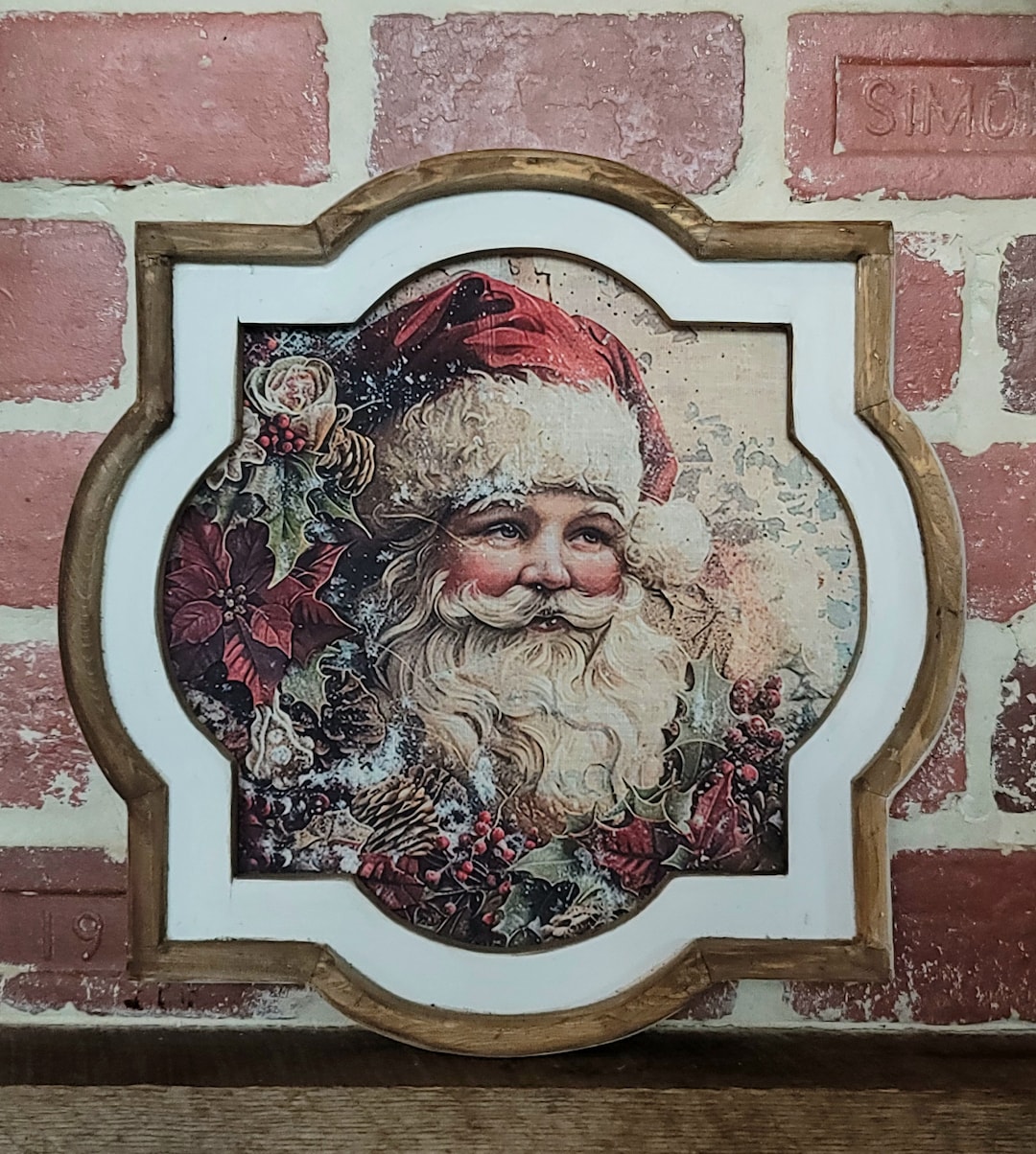 Vintage Santa Wall Art Christmas Wall Decor Santa Christmas Wall Art ...
