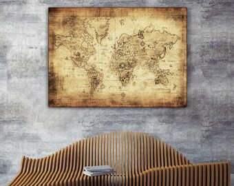 Vintage Map Canvas | Etsy