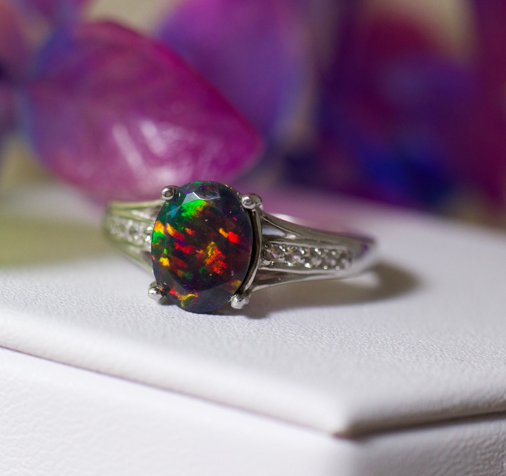 Black Opal Stone Ring