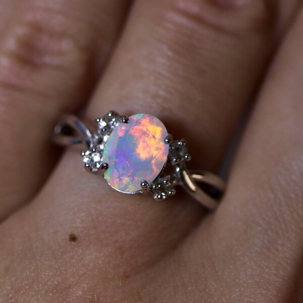 Rainbow Opal Ring - Etsy