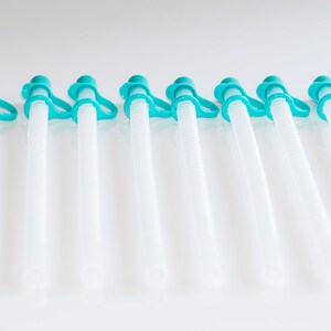 9 Inch Long Flexible Reusable Straws With Turquoise Straw Caps - Set of ...