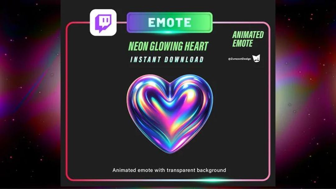 Animated Gemstone Neon Heart Emote - Etsy