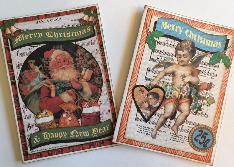 Vintage Christmas Card Collage Kit DIGITAL download printable | Etsy