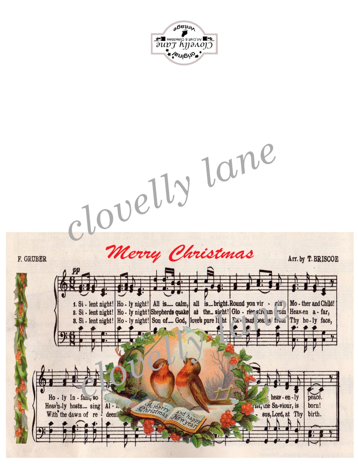 Christmas Carols Vintage Sheet Music INSTANT Digital Printable Download ...