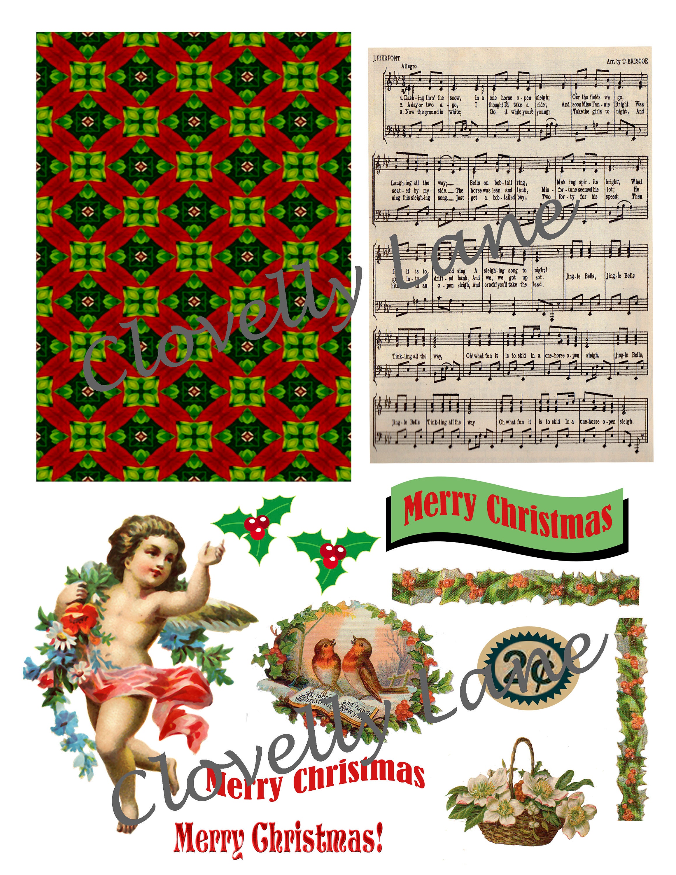 Vintage Christmas Card Collage Kit DIGITAL Download Printable - Etsy