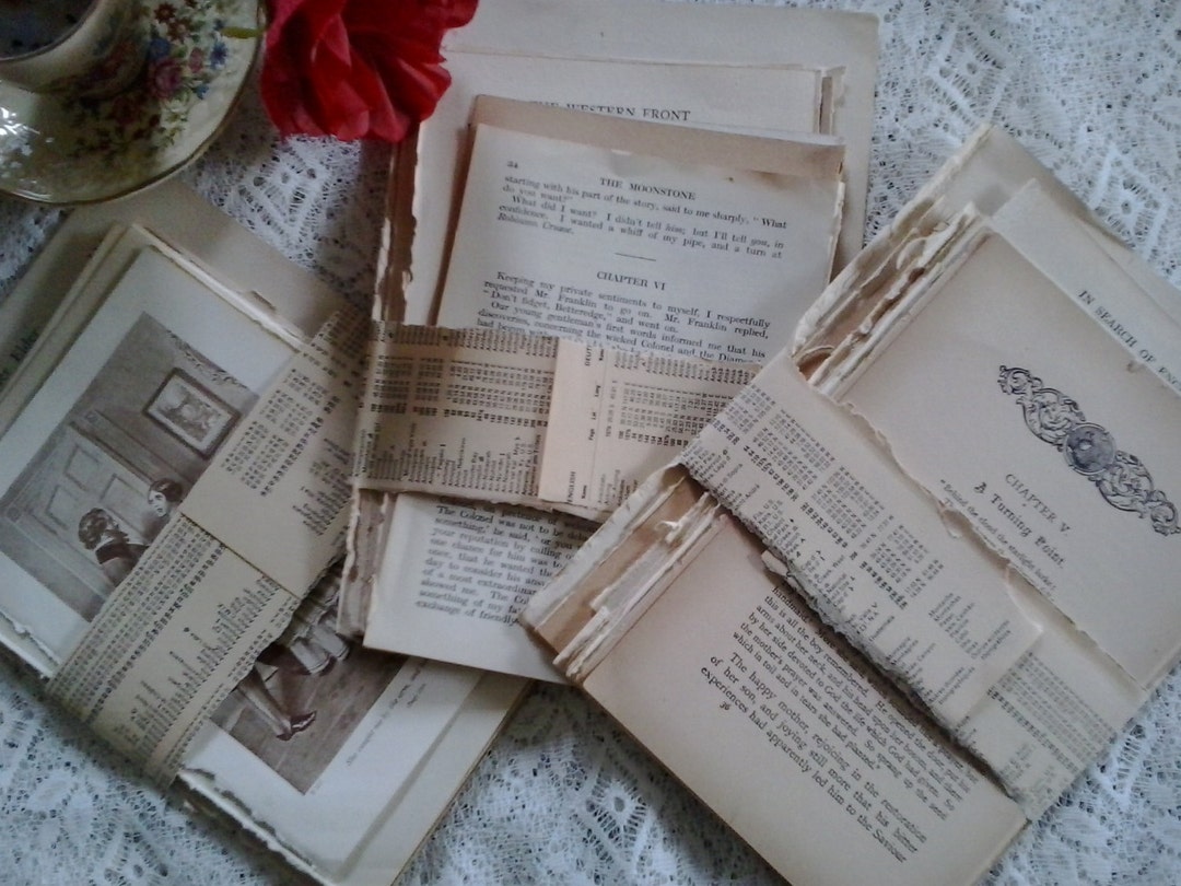 Antique & Vintage Paper Pages From Very Old Novels Books for Junk ...