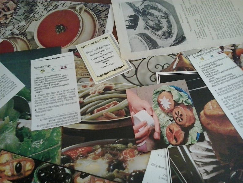 Vintage Paper Food Cooking Kitchen Dining Images Pictures Recipes Menus ...
