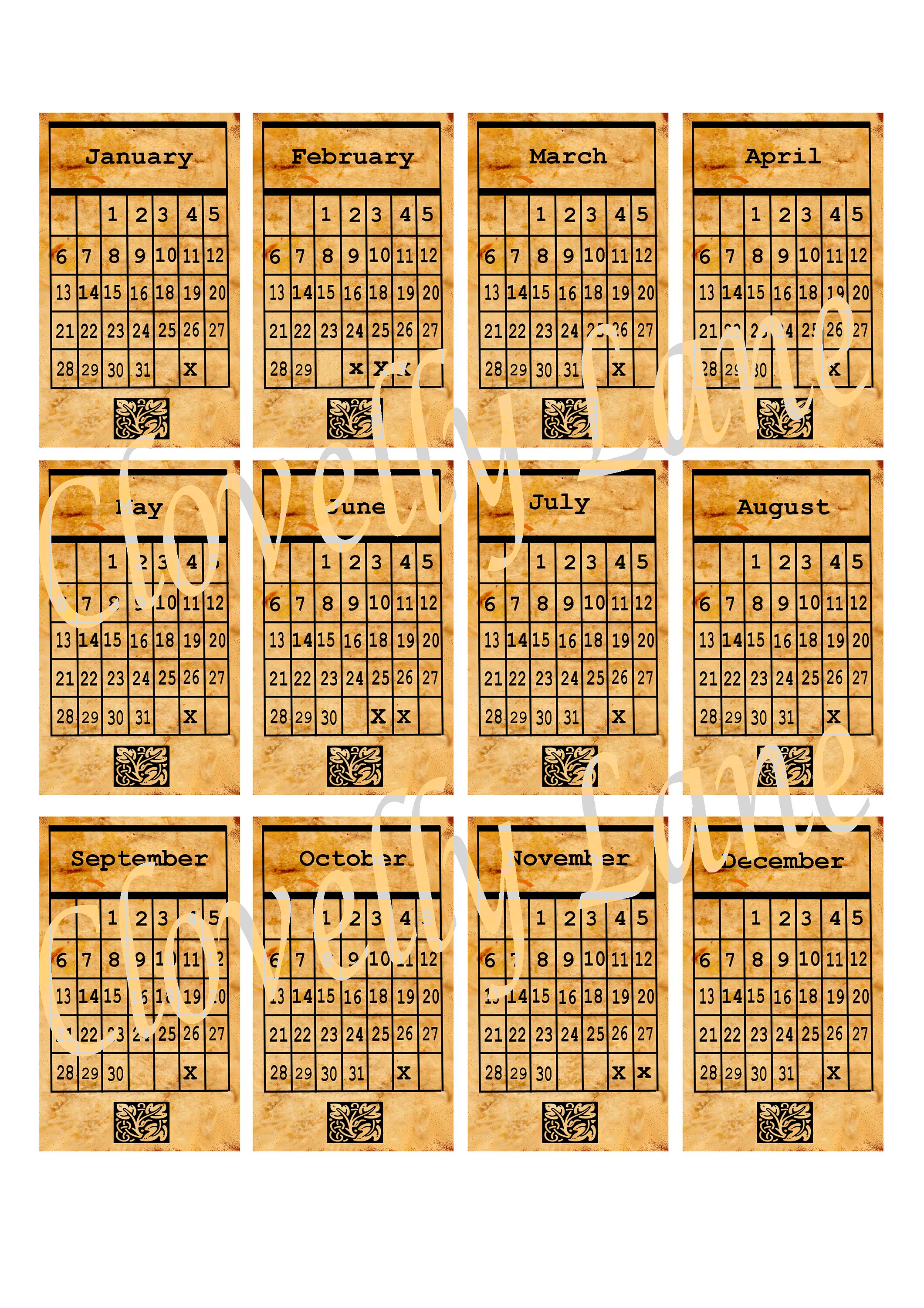 Vintage Style Perpetual Calendar Journal Cards DIGITAL - Etsy