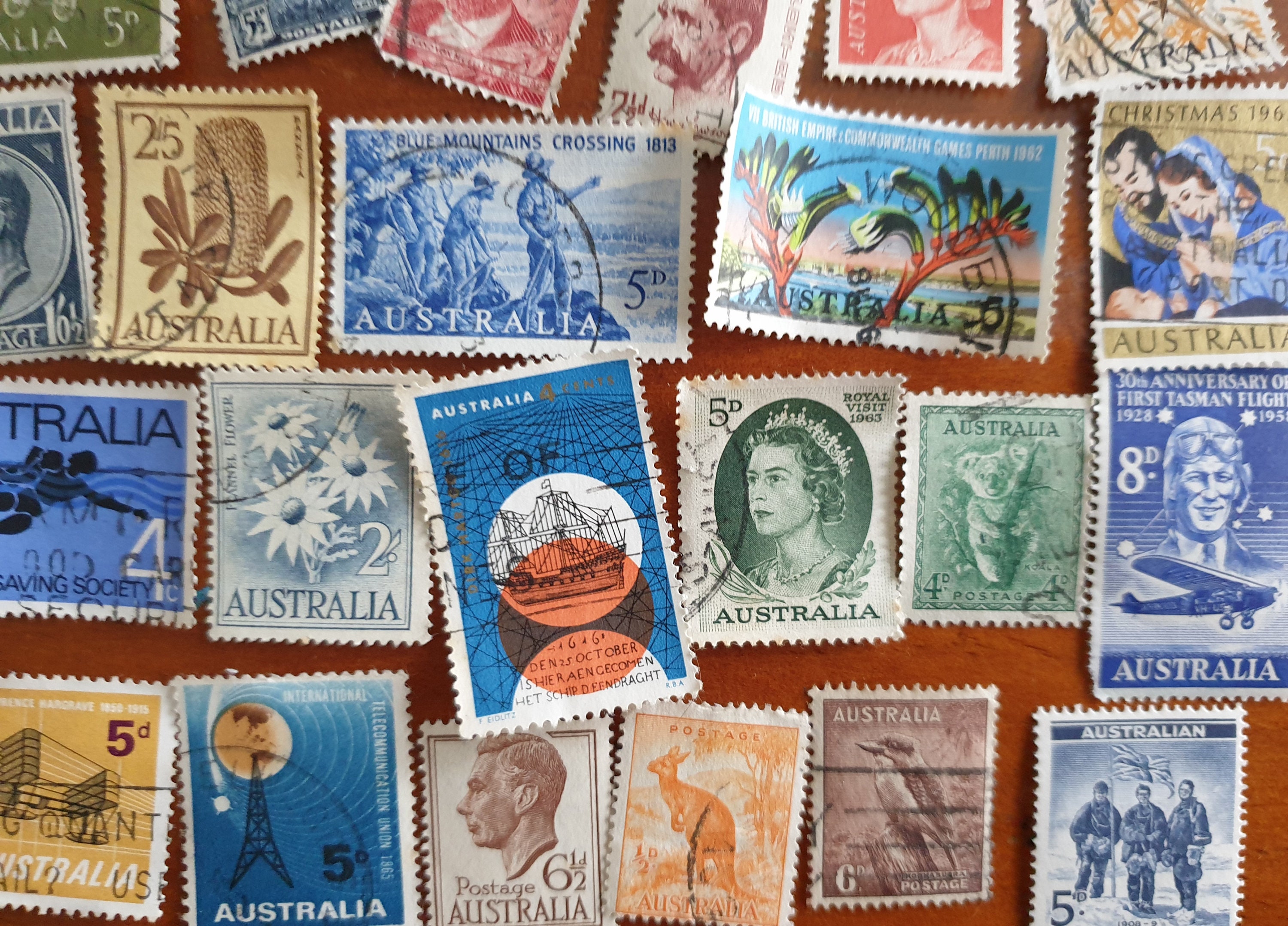 Vintage Australian Postage Stamps Used With Post Marks for Art - Etsy