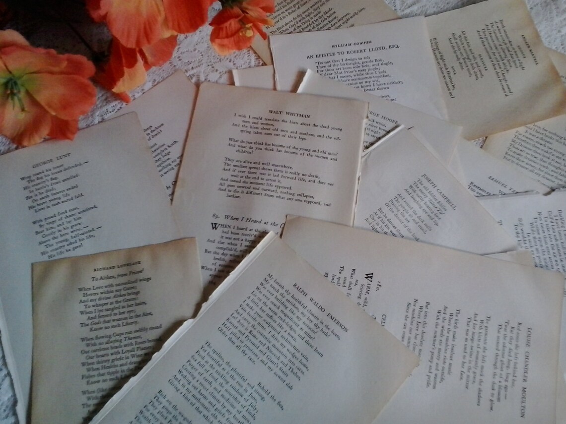 Vintage Antique Paper Poetry Poems Verse Pages From Old Books - Etsy ...