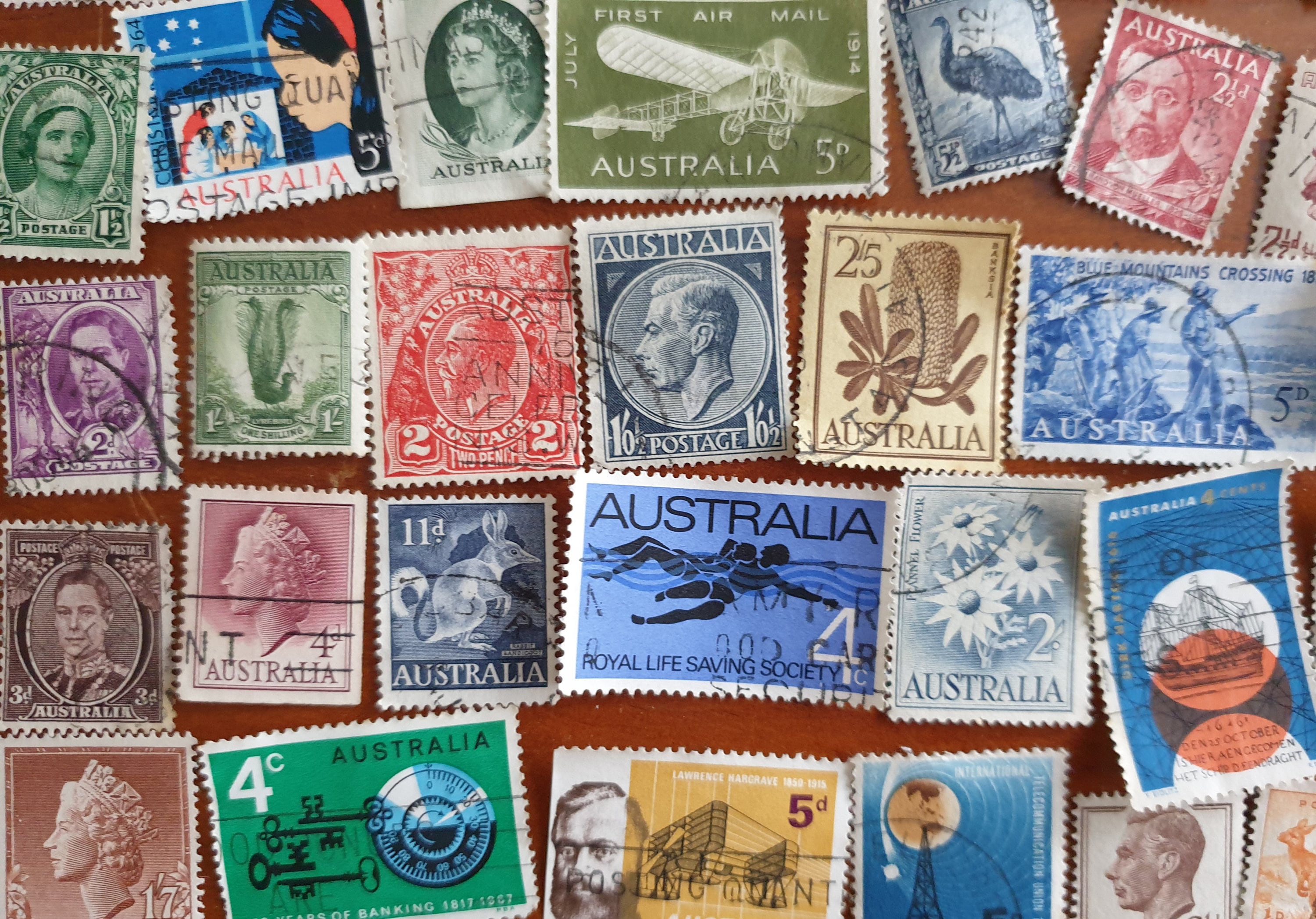 Vintage Australian Postage Stamps Used With Post Marks for Art - Etsy